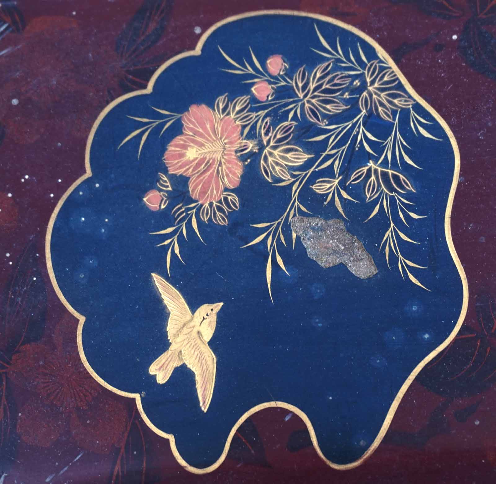 Japanese Maki-e Lacquer Document Letter Box Mother of Pearl Meiji 1900 ...